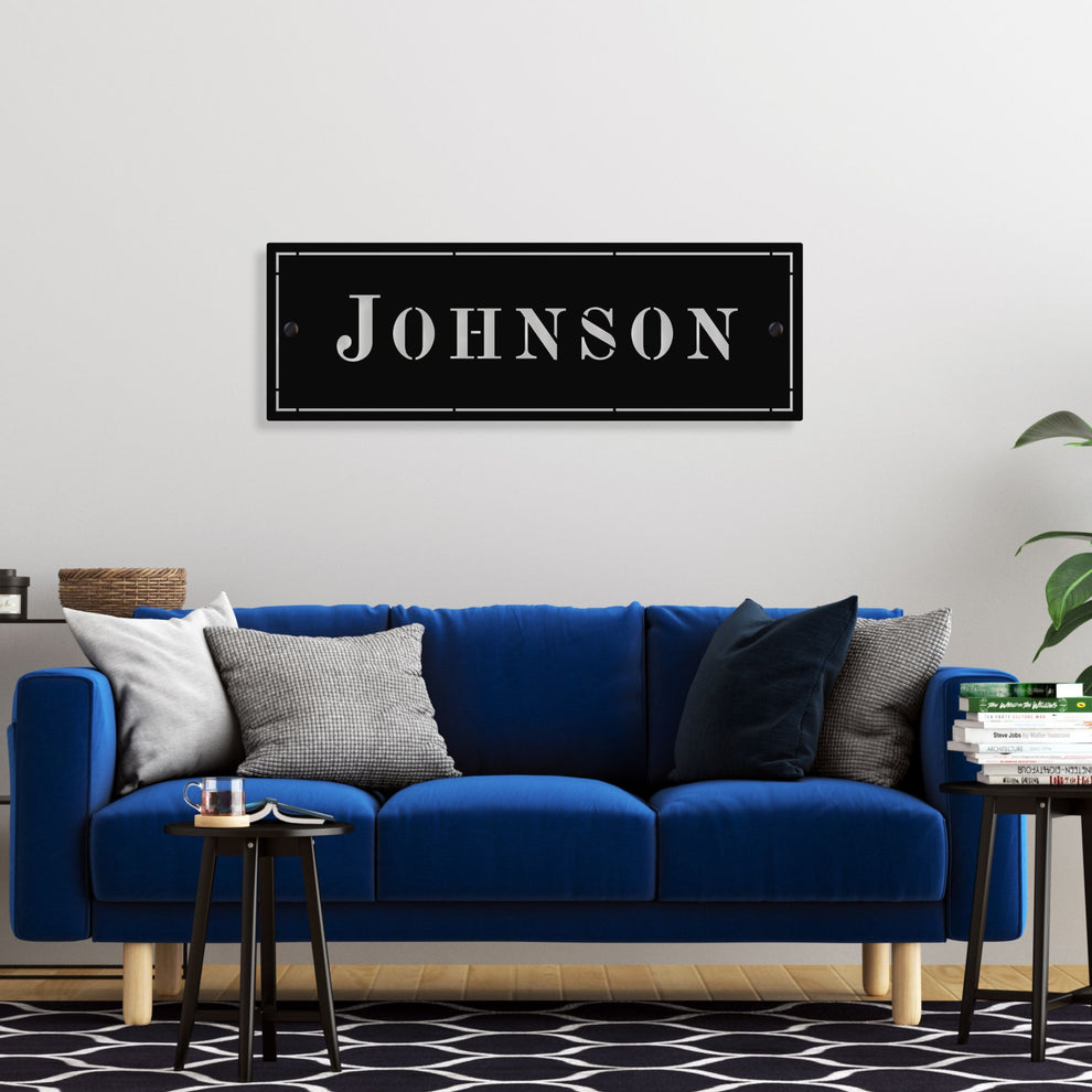 Custom Metal Name Sign, Formal Rectangle Wall Plaque – KingWood Clocks ...