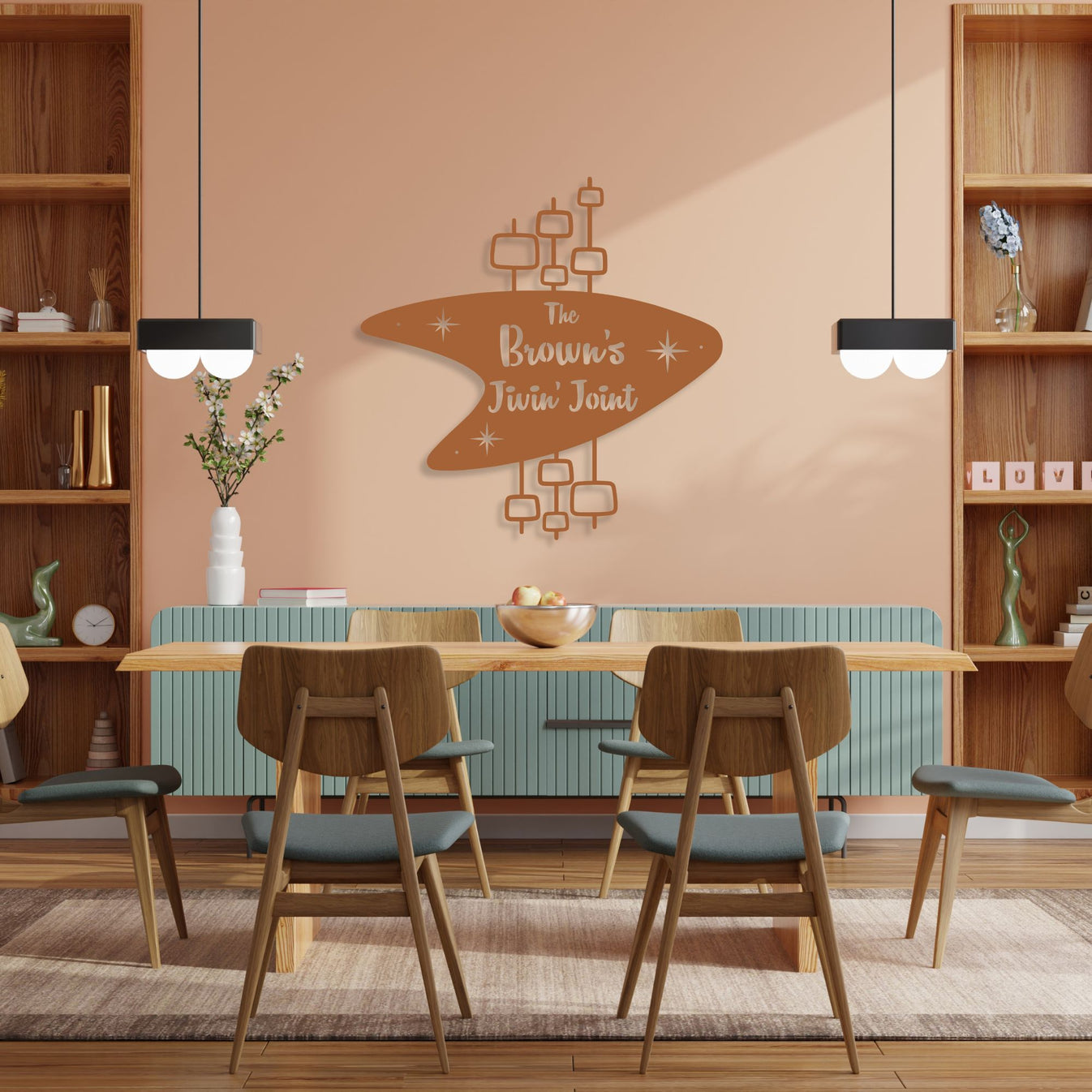 Personalized Mid Century Modern Name Sign – KingWood Clocks Décor & More